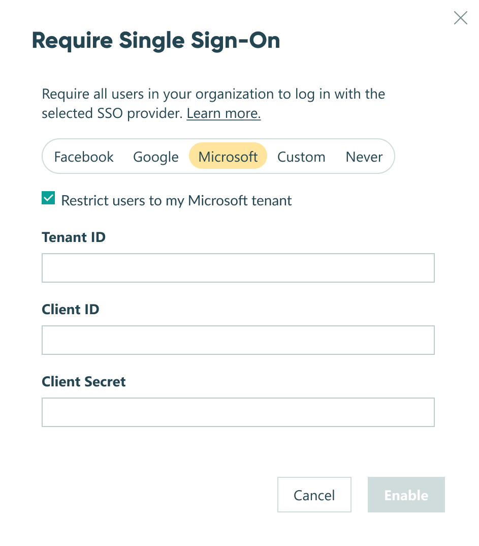User authentication settings - Cognito Forms