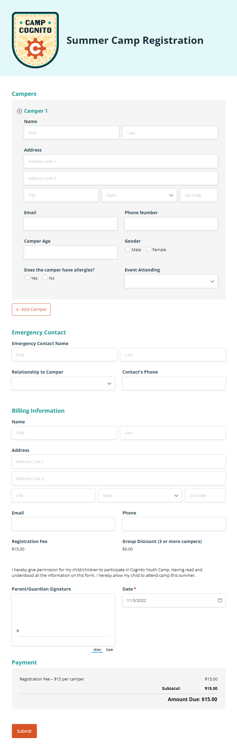 Free Registration Form Templates - Cognito Forms