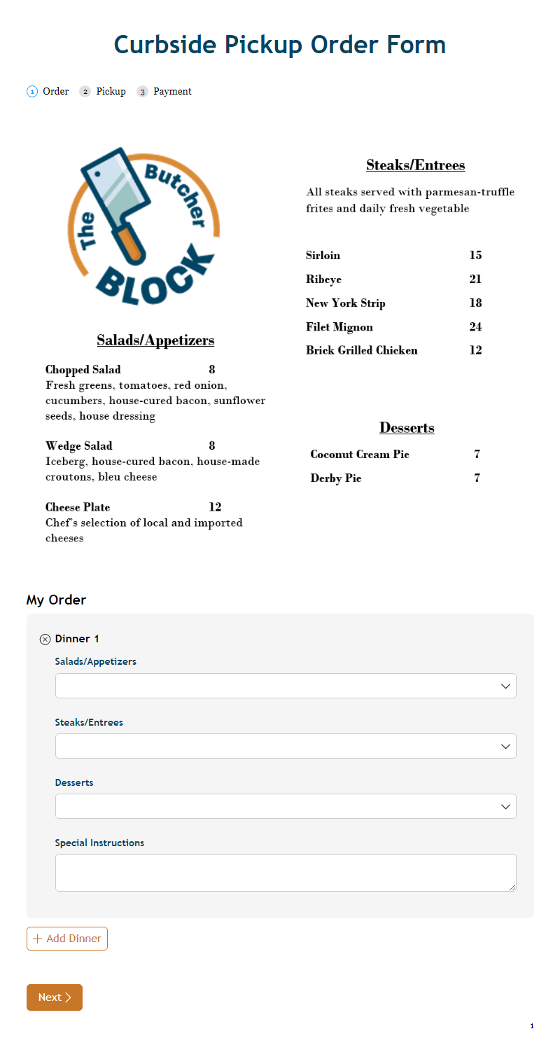Free Restaurant Form Templates - Cognito Forms