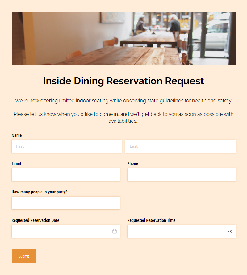 Free Restaurant Form Templates - Cognito Forms