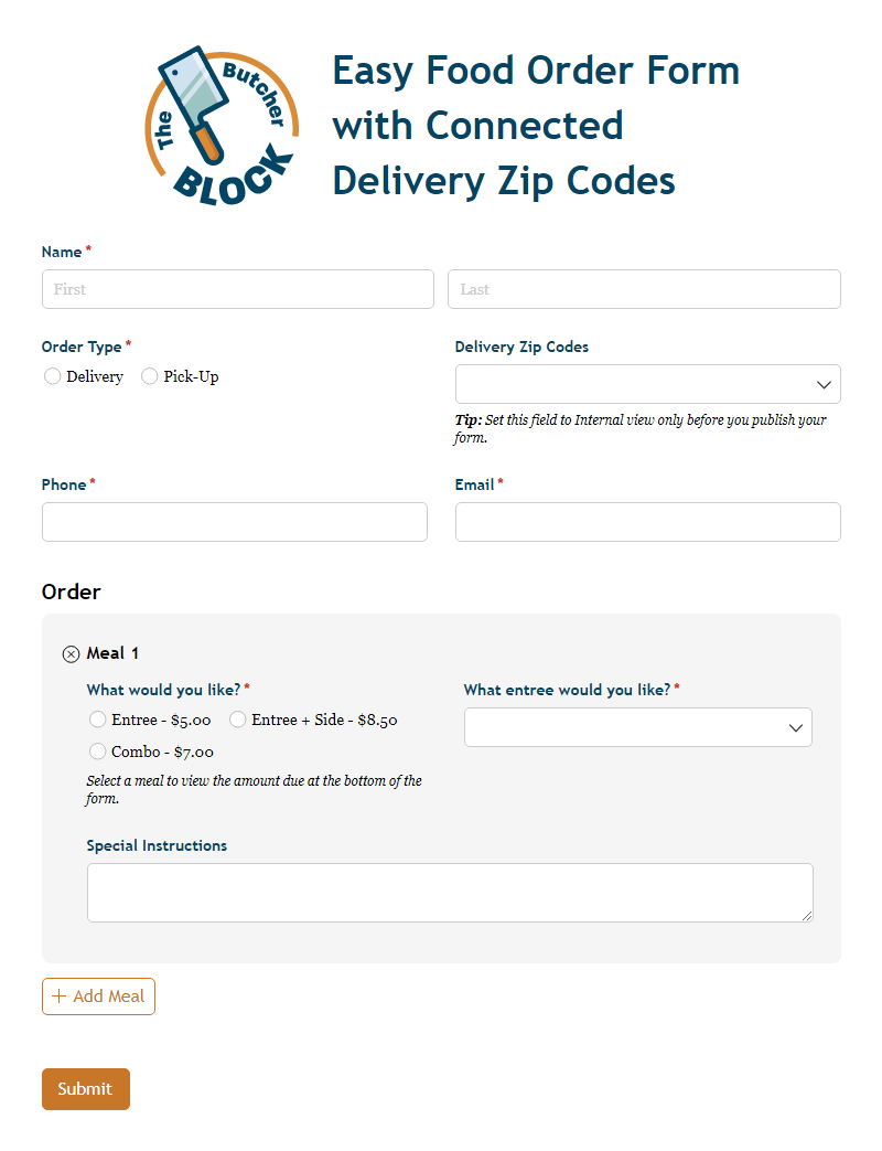 Free Restaurant Form Templates - Cognito Forms