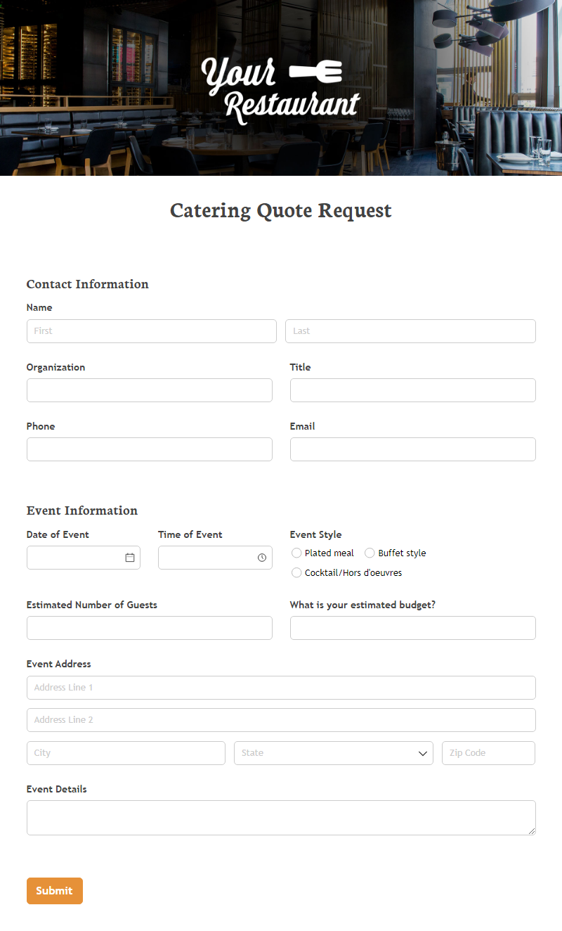 Free Restaurant Form Templates - Cognito Forms