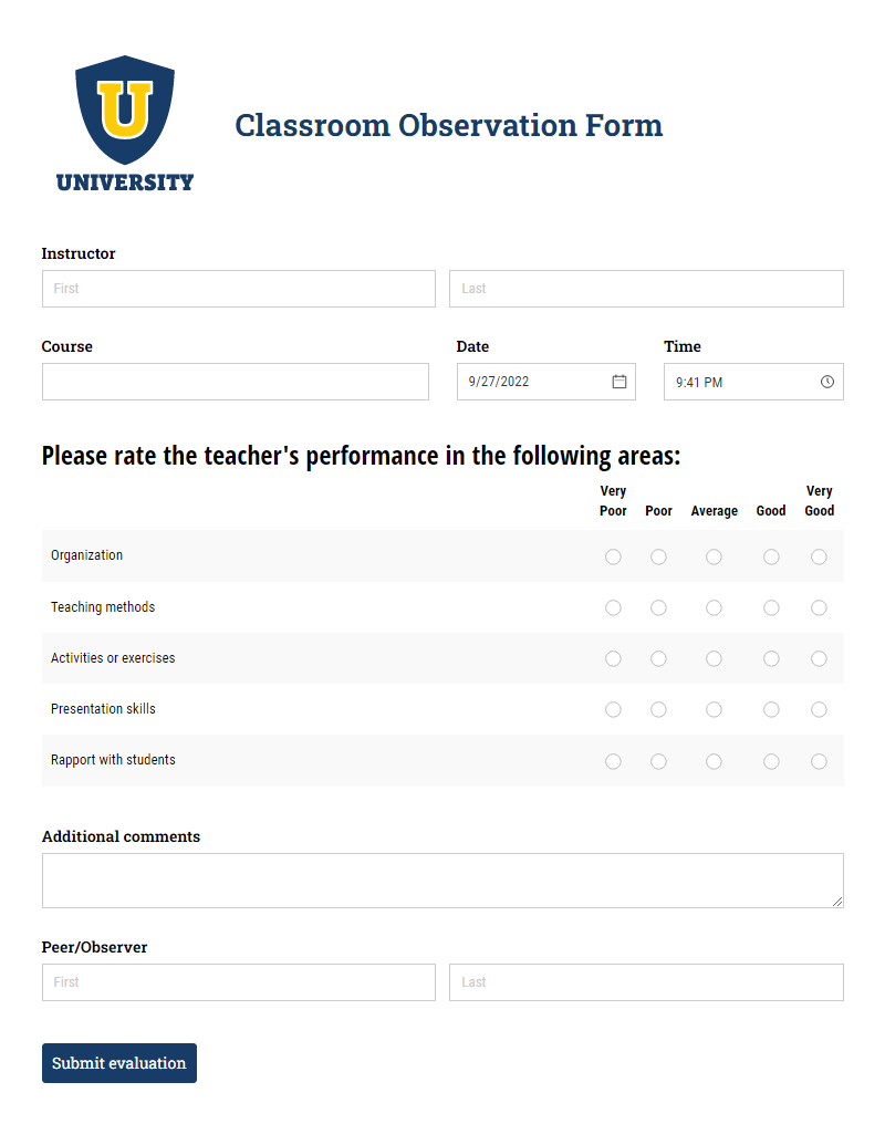 Free Education Form Templates - Cognito Forms